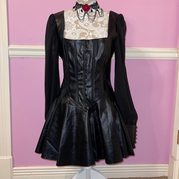 Dolls Kill | Dresses | Unholy Gothic Victorian Leather Dress Vampire ...